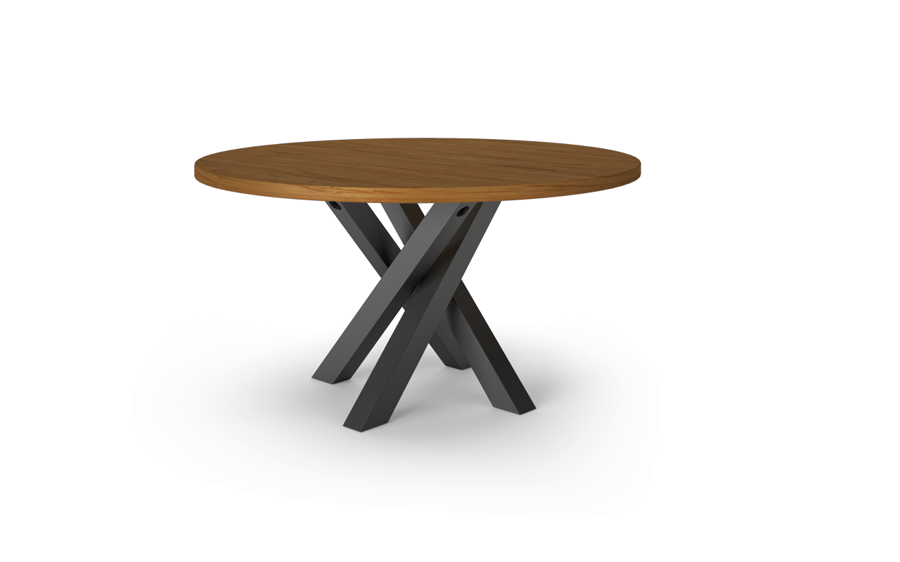 Table sur-mesure ronde - en bois massif et pieds métal